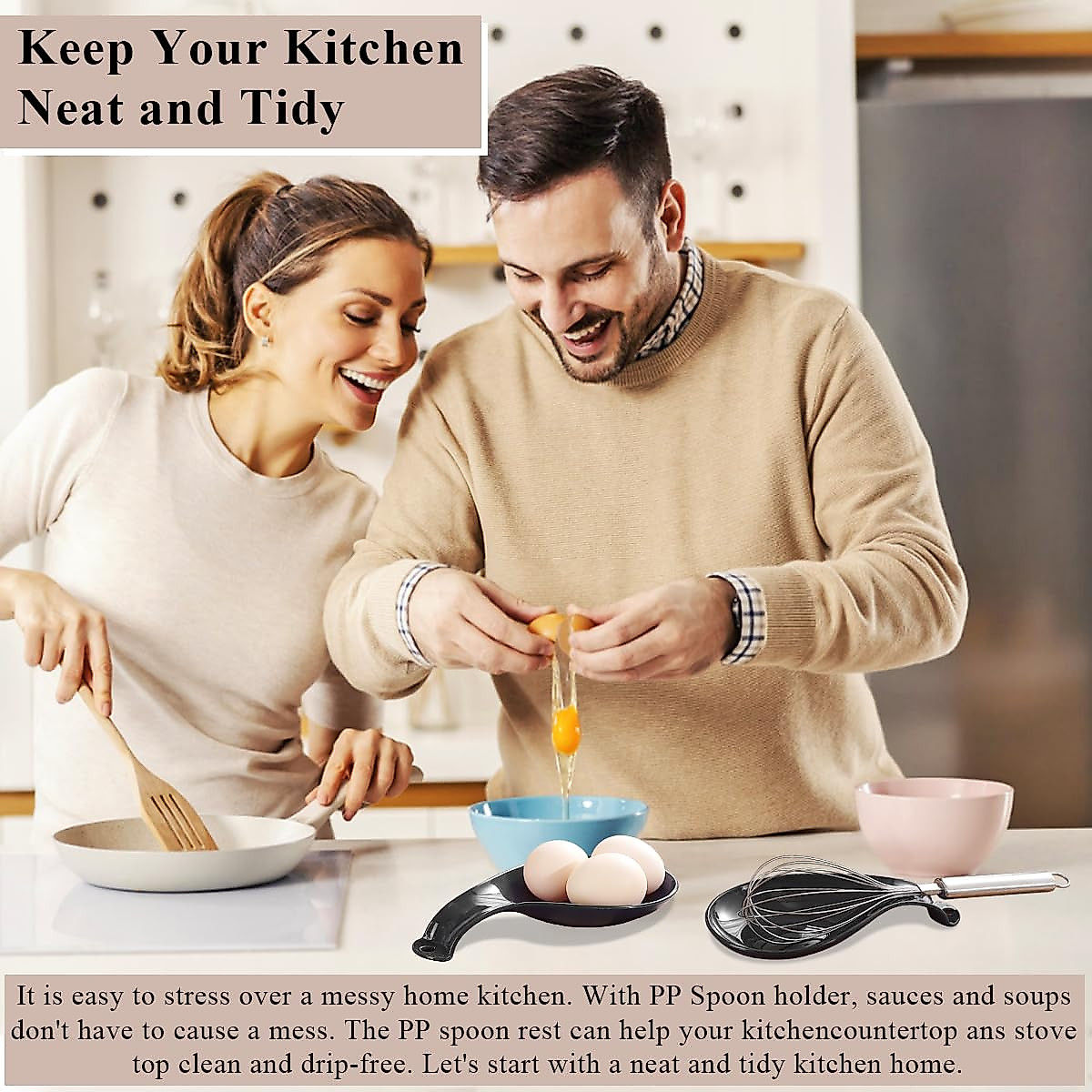 ReaNea Black Plastics Spoon Rest 4 Piece, Spoon Holder for Stove Top, kitchen utensils Holder for Ladles, Tongs, Spatula, Stove Spoon Holder, Dishwasher Safe