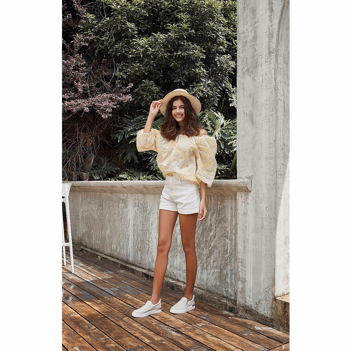 Jeossy Women's 8010 Fashion Sneakers,Beige Casual Slip On Sneakers,Arch Support Walking Shoes for Women Size 8(DJY8010 Beige 08)