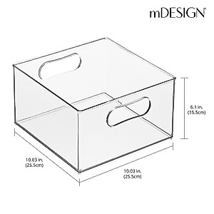 mDesign Deep Plastic Stackable Storage Organizer Container Bin, Household Organization for Cabinet, Counter, Drawer, Cubby, and Cupboard, Holds Clothing, Linens, Toys , 8 Pack, Clear