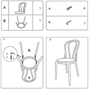 CangLong French Dining Bars, Cafes, Restaurant, Plastic Chair, Set of 1, White