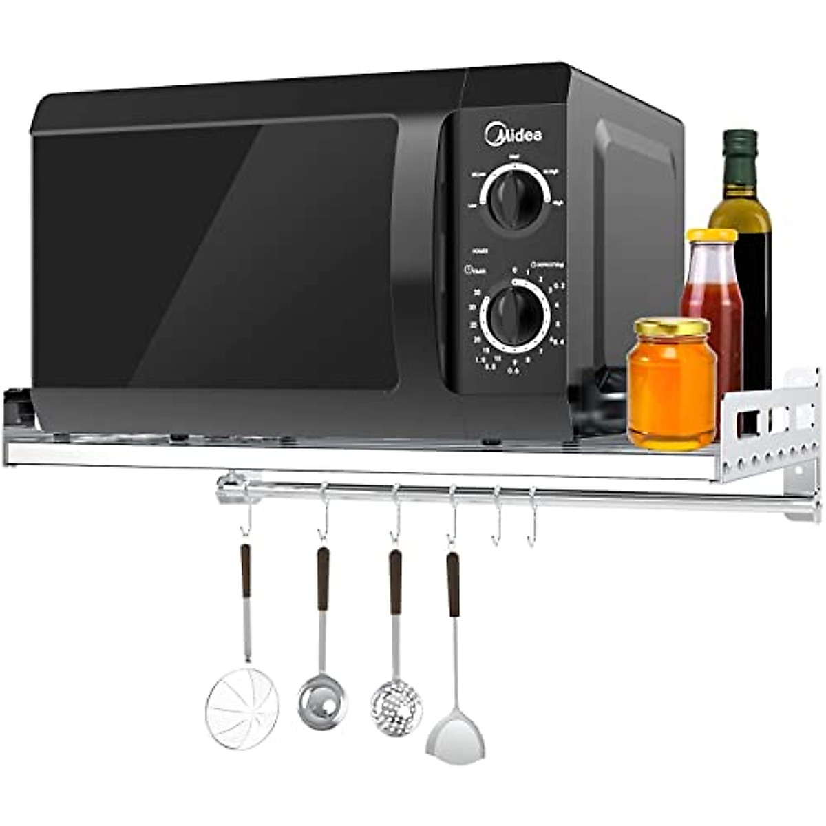 30 Inch Stainless Steel Wall Shelf Metal Shelving Heavy Duty Commercial or Household Grade Wall Mount Microwave with Fixing Kit Microwave Support Load 120lb/55kg Microwave Oven Shelf (Width 30 in)