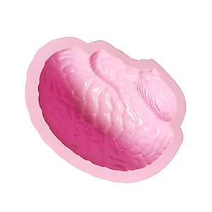 WOPODI Silicone Brain Shape Mold Halloween Humans Brain Cake Molds Realistic Internal Body Organs Fondant Cakes Mould Baking Candy Chocolate Pudding Dessert Jelly Sugar for Halloween Party Props