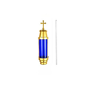 Cemetery Light Candle Holder, Grave Decorations Memorial Lantern with Crosses, Anodized Aluminum Eternal Light Dome Memorial Light Grav Lamp, Gold Blue