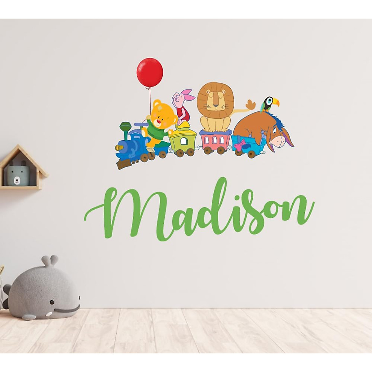 Teddy Bear and Pooh Friends Custom Name Wall Decal - Personalized Nursery Name -Wall Decal for Nursery Decoration playroom Decoration (Wide 20"x16" Height Inches)