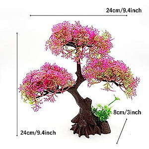 KIBUN Buddha Statue/Artificial Bonsai Tree/Japanese Decor Lantern Pagoda Statues Zen Garden Accessories for Home Office Desk Bedroom Farmhouse Room FengShui Decor (Cherry Blossom Set)