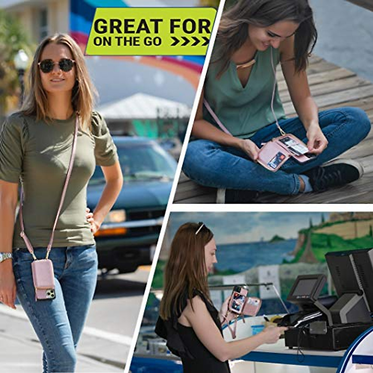 Gear Beast Crossbody Phone Case Wallet Compatible iPhone 11 Pro, RFID Protected Cross Body Phone Purse Bag with Adjustable Strap Black