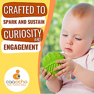 caaocho Pure Natural Rubber Sensory Ball Meadow 3" - Sealed Hole, BPA Free Baby Ball Toy, for Sensory Play, for Sensory Development, Hole Free Baby Toy, Perfect Bouncer, Without Hole