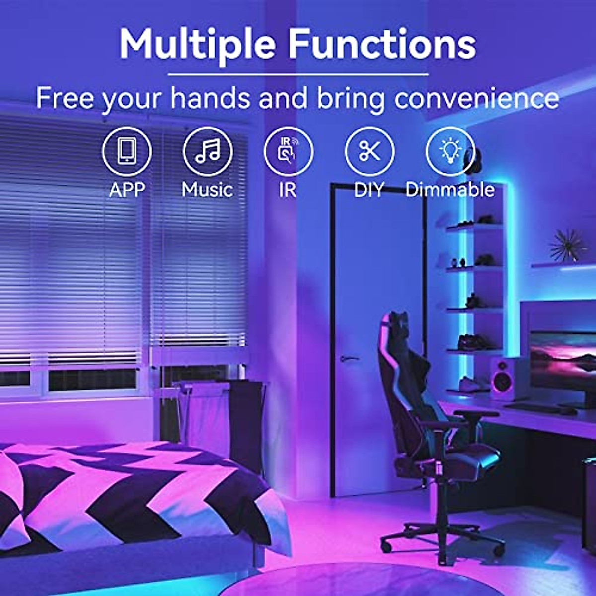 Led Strip Lights, 16.4ft Smart Lights with App Remote Control, RGB Color Changing Led Lights for Bedroom, Home, TV, Parties and Christmas Decoration