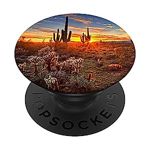 Arizona Desert Sunset with Saguaro Cactus PopSockets Swappable PopGrip