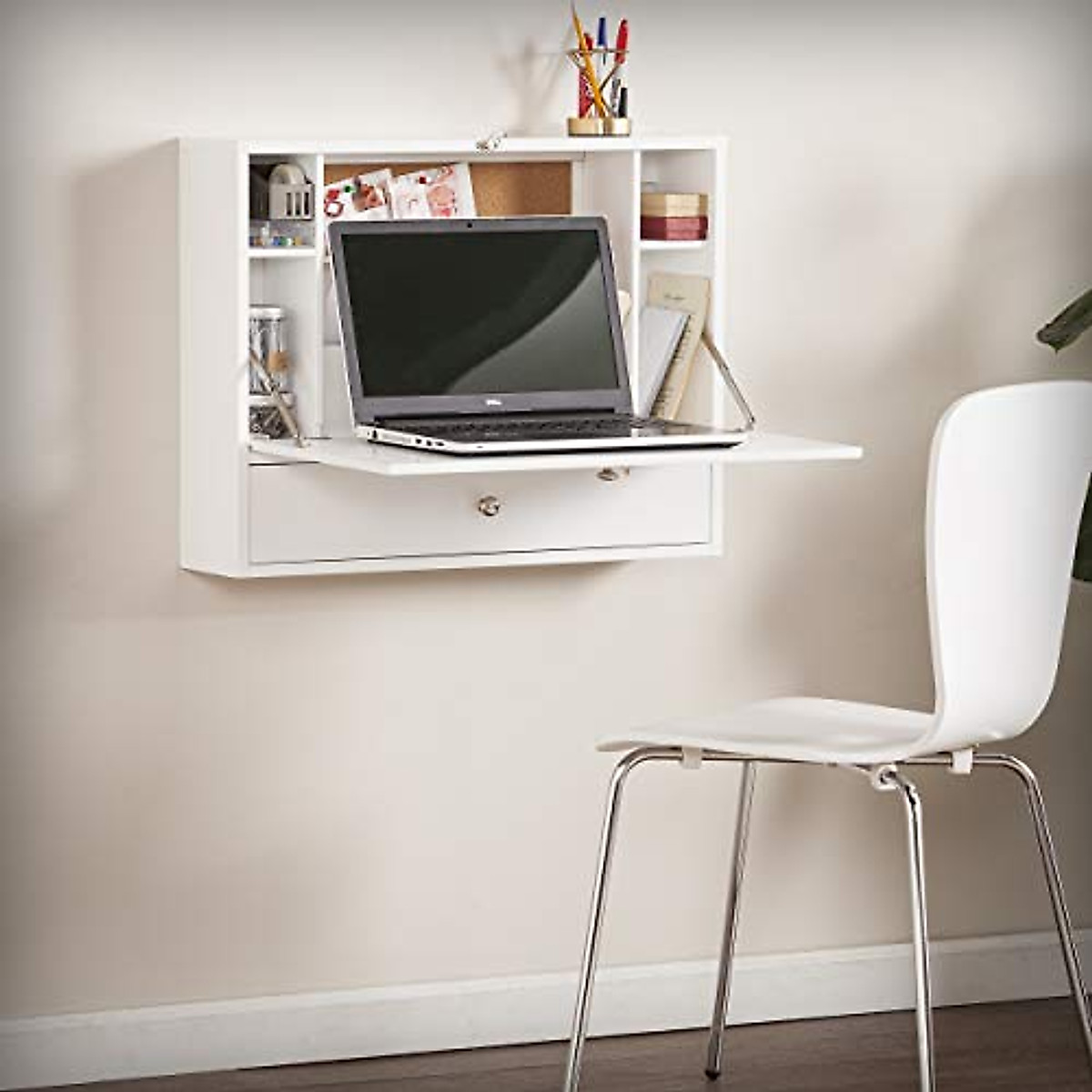 SEI Furniture Willingham Wall Mount Folding Desk, White