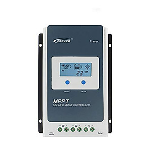 EPEVER 20A MPPT Solar Charge Controller 12/24VDC Automatically Identifying System Voltage with Backlight LCD Display Fit for Lead-Acid and Lithium Batteries