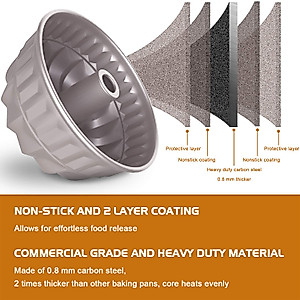 CHEFMADE 4PCS Mini Fluted Cake Pan, 4-Inch Non-Stick Tube Pans Kugelhopf Mold Cake Pan for Oven Baking (Champagne Gold)