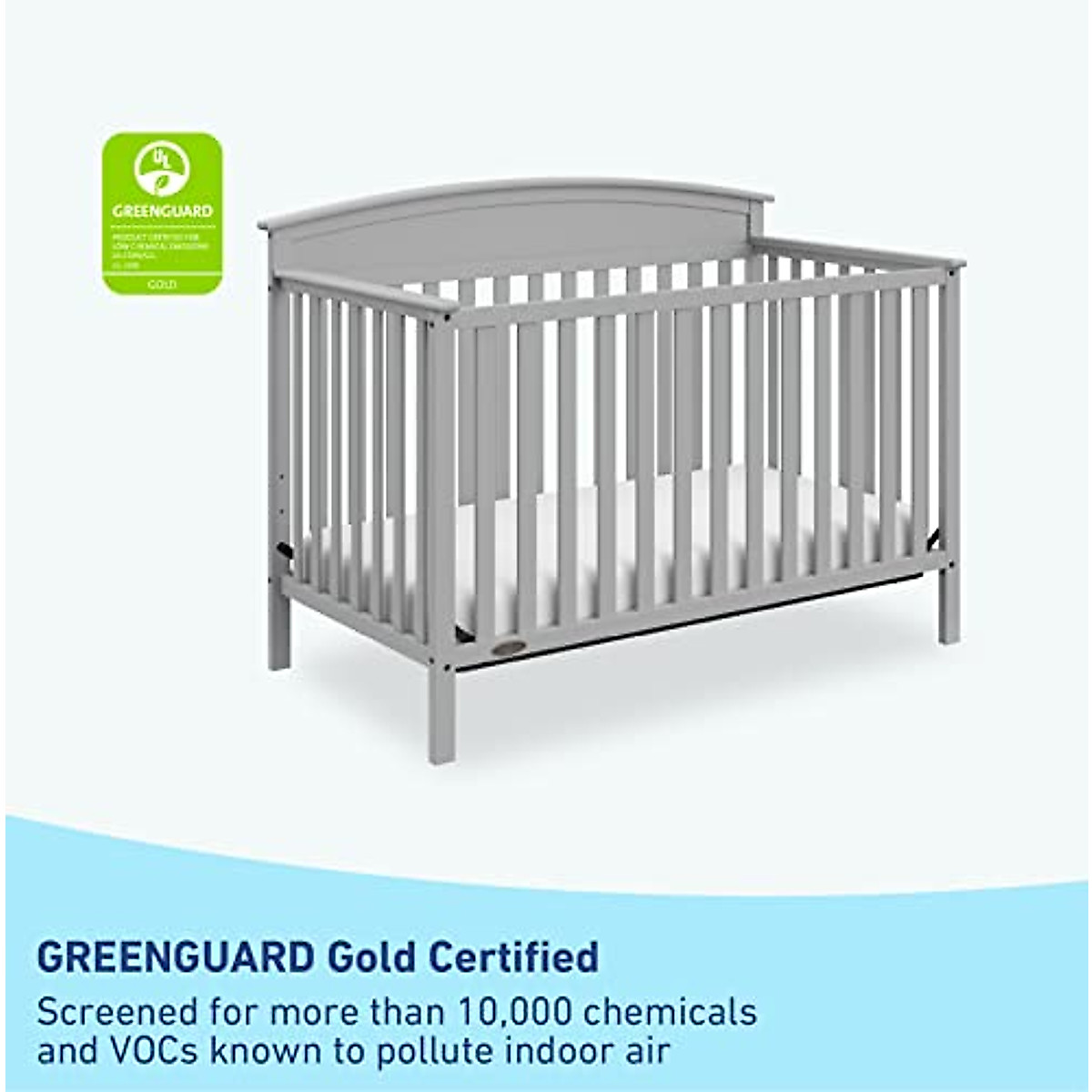 Graco Benton 5-in-1 Convertible Crib (Pebble Gray) – GREENGUARD Gold Certified, Converts from Baby Crib to Toddler Bed, Daybed and Full-Size Bed, Fits Standard Full-Size Crib Mattress