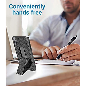 Aduro Combo Case & Holster for iPhone XR, Slim Shell & Swivel Belt Clip Holster, with Built-in Kickstand for Apple iPhone