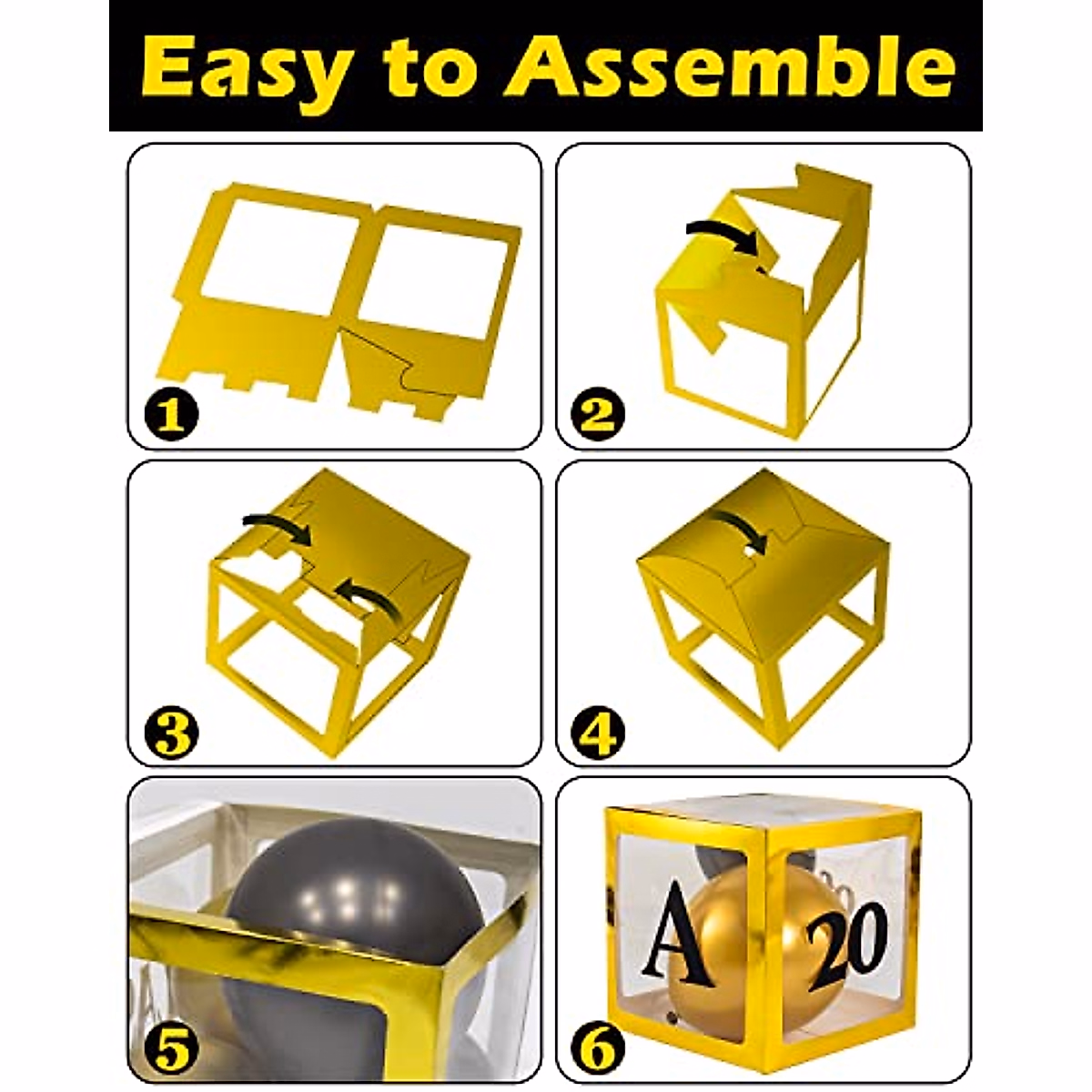 LABEOL Graduation Party Decorations 2023,4 PCS Gold Balloon Boxes with"GRAD""CLASS OF 20 22 23""So proud of you"Letters and 20 PCS Balloons for Graduation Party Decorations Supplies for Class of 2023