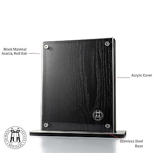 Schmidt Brothers - Black Midtown Magnetic Knife Block, Universal Cutlery Storage For 8-10, Acacia Hardwood and Acrylic Shield