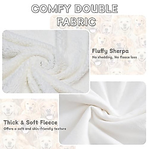 BlessLiving Fuzzy Dogs Blanket for Kids Adults Cute Puppy Fleece Blanket Reversible Animal Pattern Sherpa Throw (Golden Retriever,Throw, 50 x 60 Inches)