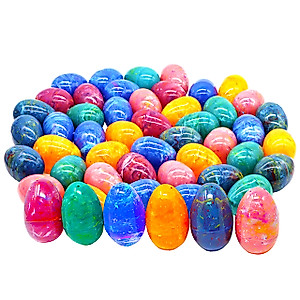 JOYIN 30 Pcs Plastic Iridescent Printed Bright Easter Eggs 3.15" Tall for Easter Hunt, Basket Stuffers Fillers, Classroom Prize Supplies, Filling Treats and Party Favor