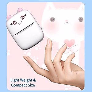 KGG Portable Mini Printer Pocket Wireless Bluetooth Thermal Printers with 9 Rolls Printing Paper for Photo Receipt Label Memo Wrong Question Notes QR Code Inkless Printing with iOS Android APP Pink