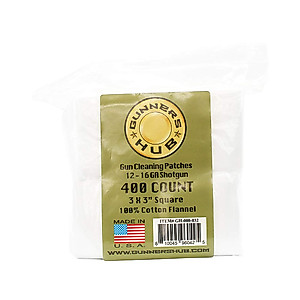 Gunners Hub Cotton Gun Cleaning Patches 12/16/20 GA Shotgun 400 Count