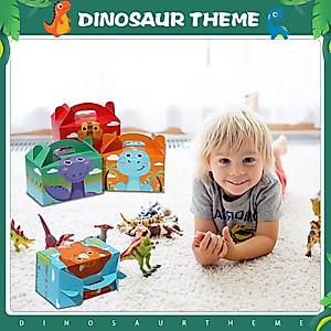 24 Pcs Dinosaur Favor Boxes for Birthday Party Dinosaur Treat Boxes Dinosaur Theme Candy Goodie Boxes Party Favors for Boys Girls Kids Baby Shower Party Supplies, 6 x 3.5 x 3.5 Inch (Lovely Style)
