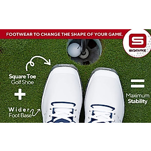 SQAIRZ Speed Men's Athletic Golf Shoes, Golf Shoes, Designed for Balance & Performance, Replaceable Spikes, Waterproof, Golf Shoes Men with Spikes, Mens Golf Shoes, Golf Footwear White/Navy
