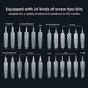 Mini Electric Screwdriver Small Portable Cordless Rechargeable with High Precision Torque Adjustable 24 Bits for Iphone Ipad Watch Camera Laptop Smartphone Macbook