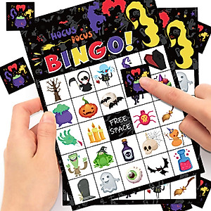 ROCWOHO Halloween Hocus Pocus Bingo Game Cards for Kids 24 Players Halloween Party Game for School Classroom Family Activities Halloween Party Favors Supplies