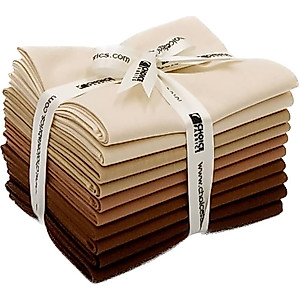 Choice Fabrics Supreme Solids - Fat Quarter Bundle (10 Pack) - Premium 100% Cotton Quilting Fabric (Shades of Brown)