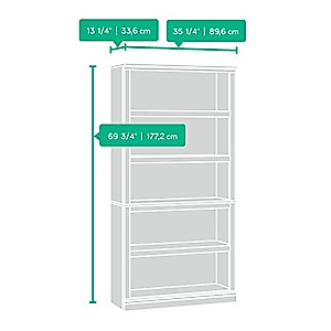 Sauder 5 Shelf Split Bookcase, Jamocha Wood Finish & Shoal Creek Computer Desk, Jamocha Wood Finish