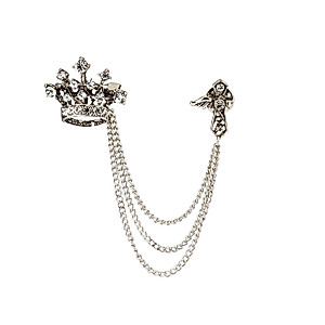 Knighthood Crown Tassel Chain Brooch Lapel Pin Badge Coat Suit Collar Accessories Brooch for Men Crystal Brooch Suit Stud Lapel Pin Vintage Rhinestone Wedding Brooch Pin