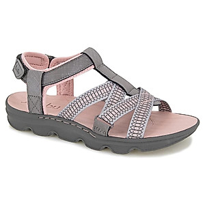 Jambu Women's Bay Encore Water Ready Flat Sandal, Charcoal/Rose, 8