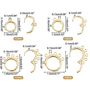 SUPERFINDINGS 40Pcs 4 Styles Brass Leverback Earring Findings Brass Huggie Hoop Earrings Real 24K Gold Plated Earring Hooks for Jewelry Making Crafting Hole: 1~1.5mm Pin: 0.5~1mm