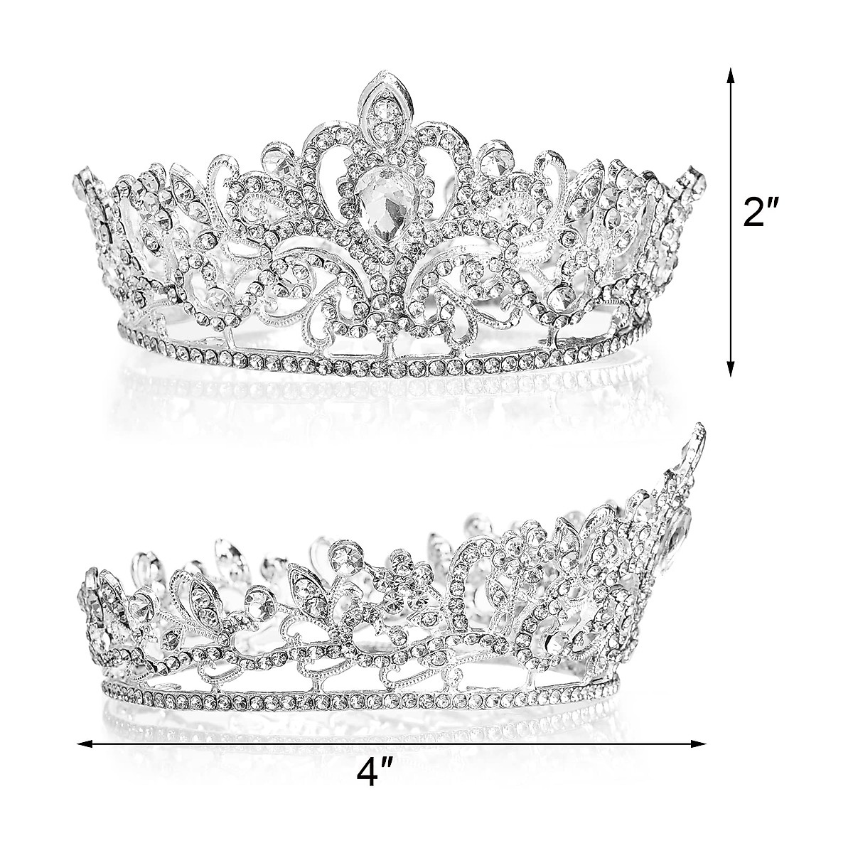 Dicunoy 2 Pack Crowns Tiaras for Little Girls, Vintage Gold Silver Crown Cake Topper, Small Crystal Diamond Princess Crown, Birthday, Prom, Christmas, Halloween Costume Party, Photo Shoot