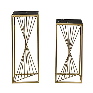 Deco 79 Metal Geometric Pedestal Table, Set of 2 30", 26"H, Gold