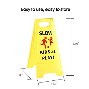 Slow Kids at Play Sign, Children at Play Safety Signs with Double-Sided Text and Graphics for Street Neighborhoods Schools Park Sidewalk Driveway (2-Pack Green)