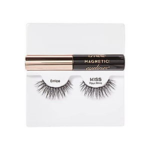 KISS Magnetic Eyeliner False Eyelashes, Entice', 12 mm, Includes 1 Pair Of Magnetic Lashes, Magnetic Lash Eyeliner, Contact Lens Friendly, Easy to Apply, Reusable Strip Lashes