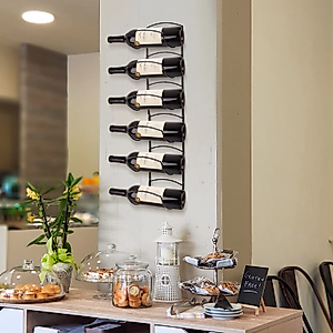 GAKEIHOO Wine Rack Wall Mounted, Wall Wine Rack for 6 Wine Bottles Wine Rack Organizer Wine Storage Display Holder for Kitchen Dining Room Bar