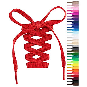 Handshop Flat Shoelaces 5/16" - Shoe Laces Replacements For Sneakers and Athletic Shoes Boots Red 160cm