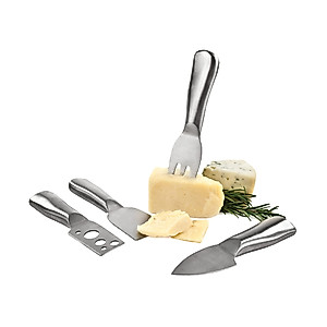 True Quartet Tool Set Brushed Stainless Steel, Knives, Cheese Forks, Dishwasher Safe, Set of 4, Silver