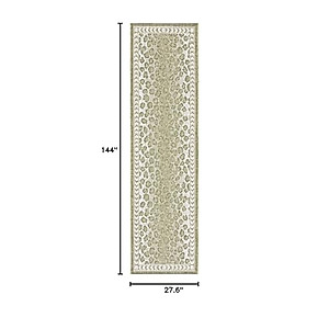 SAFAVIEH Courtyard Collection Runner Rug - 2'3" x 12', Light Green & Ivory, Leopard Print Design, Non-Shedding & Easy Care, Indoor/Outdoor & Washable-Ideal for Patio, Backyard, Mudroom (CY6100-52712)