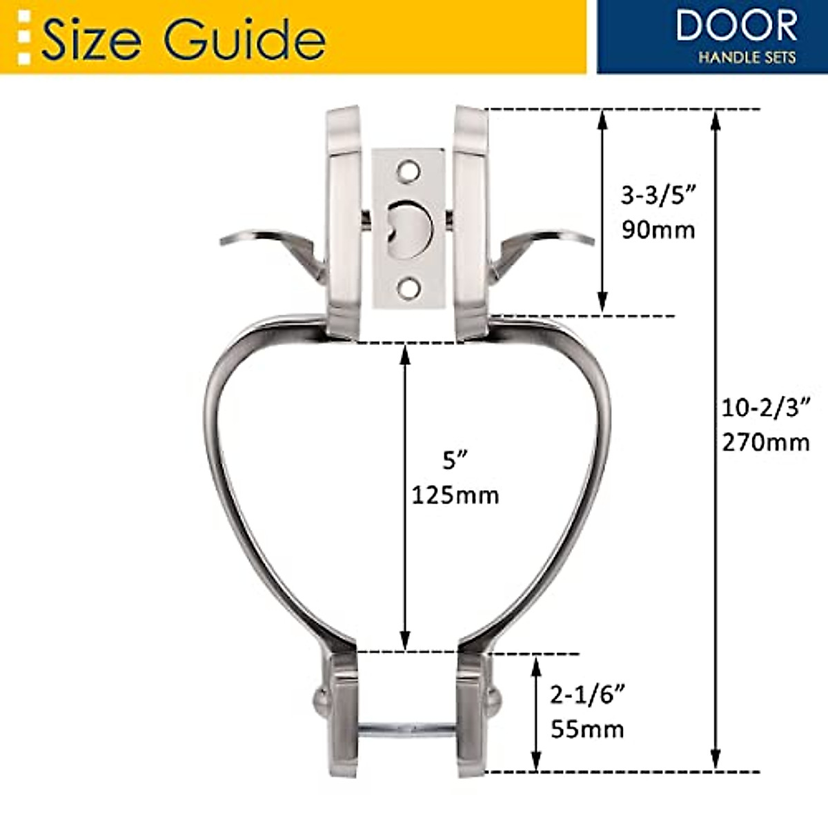 Brotima Double Front Door Handleset, Satin Nickel Door Handles for Back Door, Left and Right,1 Pack