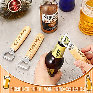 Wooden Bottle Opener Groomsmen Gifts Wood Can Opener Best Man Gift Wedding Favors Proposal Gift Bachelor Party Favors for Kitchen Bar Restaurant Beer (6 Pcs)
