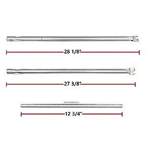 Hongso 7536 7508 Gas Grill Replacement Burner Tube Kit and Porcelain Steel Flavorizer Bars for Weber Spirit E310 320 (with Side Mounted Control Panel Older Model) Genesis Silver Gold Platinum B C 7537