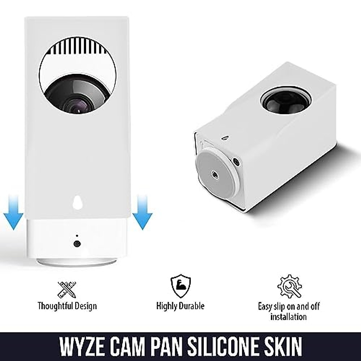 JESSY Real Water Resistant Protective Case for Wyze Cam Pan,Silicone Skin Suitable for Indoor and Outdoor use,Anti-Scratch Protective UV and Weather Resistant (1Pack, White)