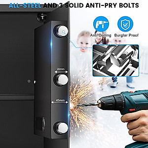 2.8 Cub Large Home Safe Fireproof Waterproof, Steel Home Security Safe Box with Electronic Keypad, Spare Keys and Alarm System, Fireproof Safe for Home Document Money Valuables