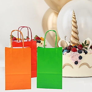 48 Pack Small Gift Bags with 8 colors Kraft Paper,5.25 * 3.25 * 8.25 Inch Party Favor Bags with Handles for Kids Birthday, Wedding and Celebrations,Party Supplies and Gifts