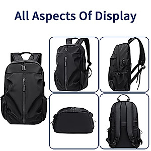 Vaupan Travel Backpack, Lightweight Laptop Backpack With USB Charging Port For Men Women, Water Resistant School Backpack Bookbag College High School Bags Casual Daypack Gifts For Boys Girls (Black)