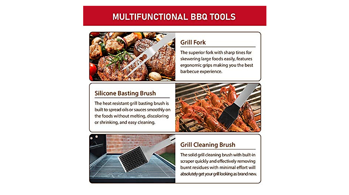 HUSSAR 34PCS BBQ Grill Tools Set | Durable Stainless Steel Accessories