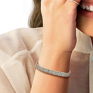 Jewelili Bracelet Yellow Gold Over Brass with 1/2 Cttw Natural White Round Diamond, 7.25"